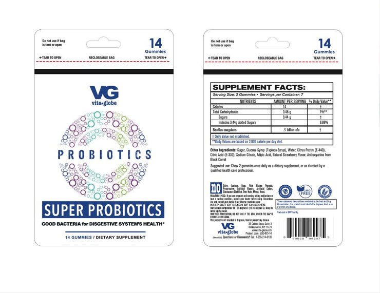 Super Probiotics Gummy Vitamin Pouches | Vita Globe